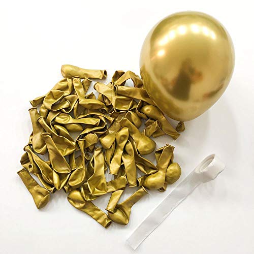 Janinus Metallic Gold Balloons Party Balloons 5 Inches 50 PCS Chrome Gold Balloons Latex Balloons Birthday Balloons for Party