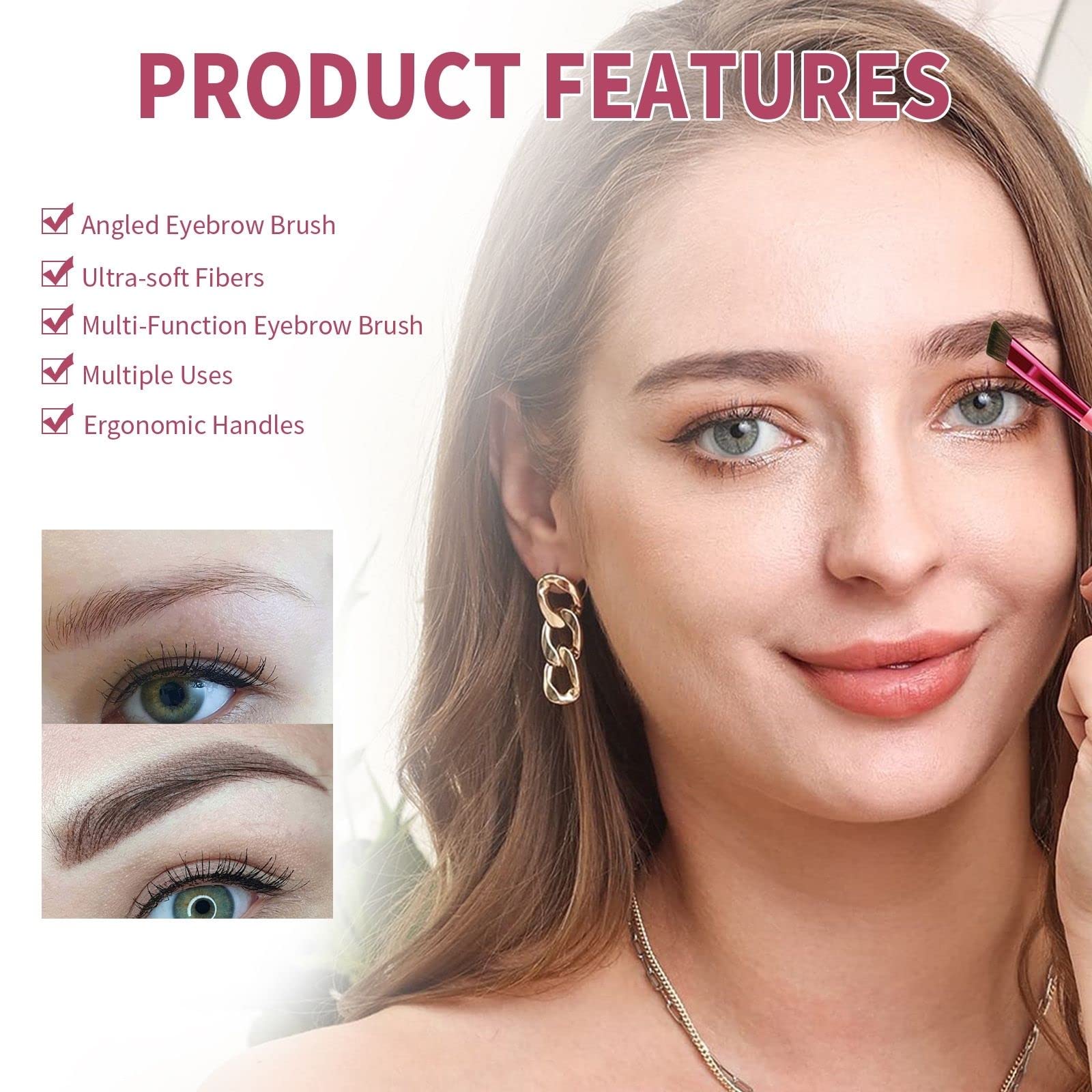 2 PCS Multi Function Eyebrow Brush, Novahebe Multi-function Eyebrow Brush, Three-dimensional Concealer Makeup Brush, Eye Brow Concealer Contour Brush for Women and Girls