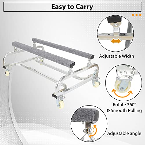 HECASA Personal Watercraft Jet Ski Dolly Stand Boat Storage Trailer Vehicle Cart for Sea-Doo Yamaha Kawasaki Adjustable Carpeted Bunks W/ Four Casters & Two Brakes 1000lbs Capacity
