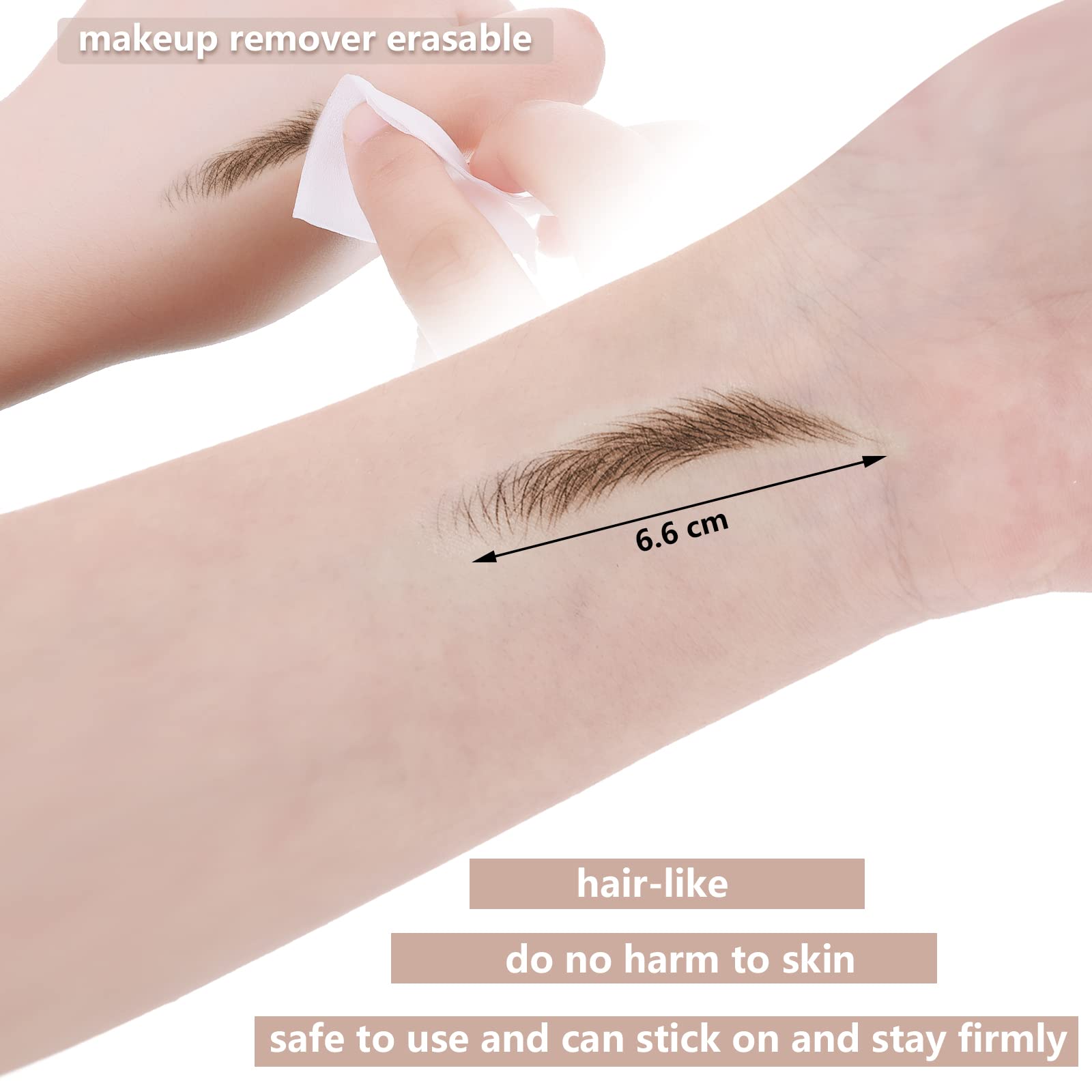 18 Sheets 180 Pairs Eyebrow Tattoo Stickers 4D Hair Like Authentic Waterproof Peel off Eyebrow Grooming Shaping Makeup Sticker for Women Girls (Brown)