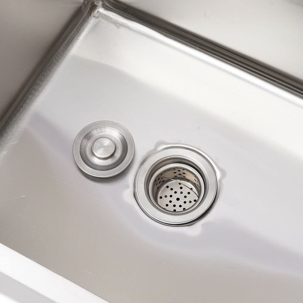 304 Stainless Steel Utility Sink Free Standing Outdoor Sink, Single Bowl Commercial Kitchen Sink w/Workbench, Stainless Steel Prep & Utility Sink for Restaurant, Kitchen, 47" x 24" x 32" (US Stock)