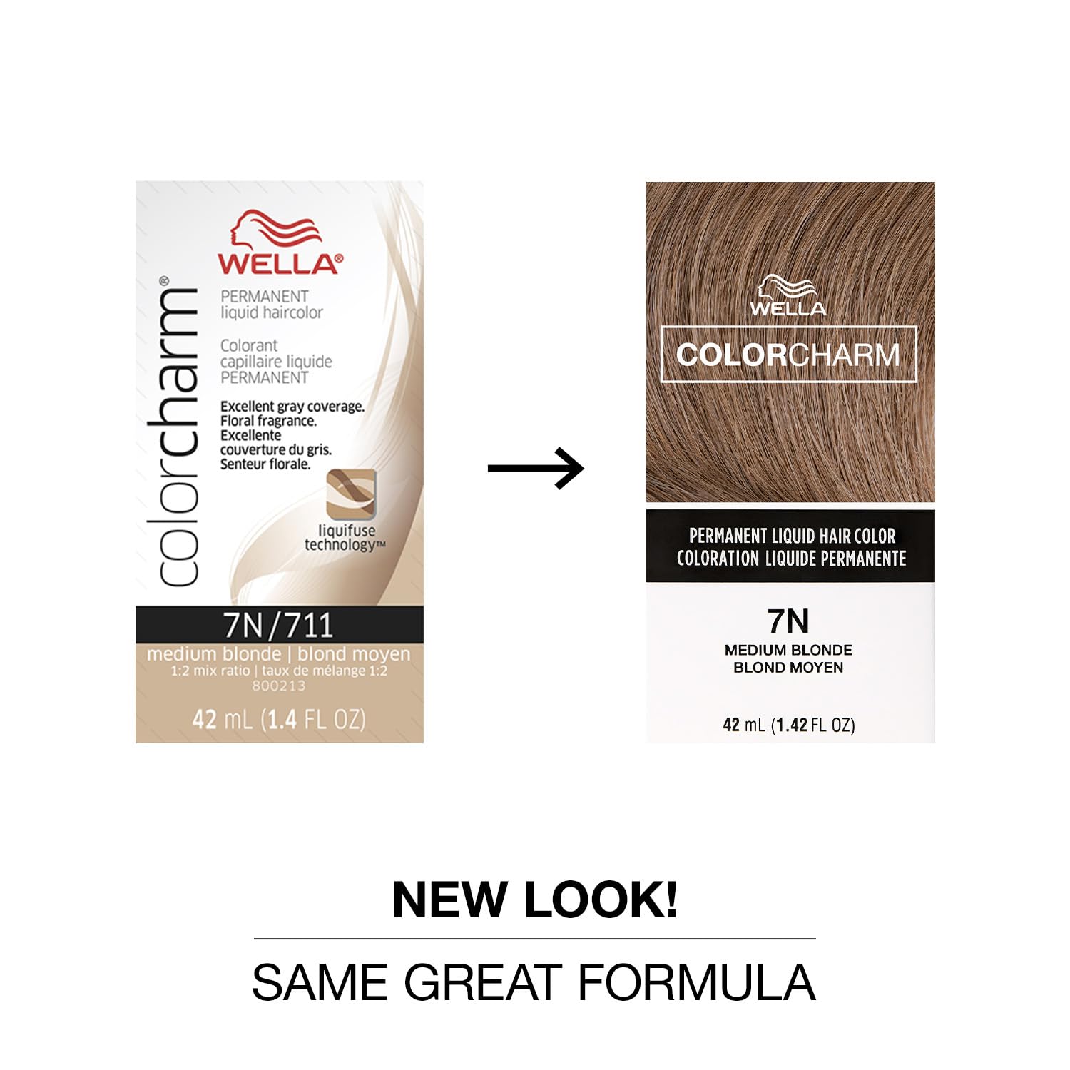 COLORCHARM Permanent Liquid Hair Color for Gray Coverage| 7N Medium Blonde | 1.4 Fl Oz