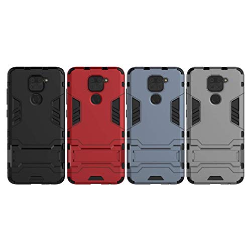 Smfu Cover for XiaoMi Redmi Note 9 Heavy Duty Shockproof Case with Kickstand Feature Hybrid Dual Layer Armor Defender Protective Cover-with Screen Protector 2 Pack-for Redmi Note 9(Black)