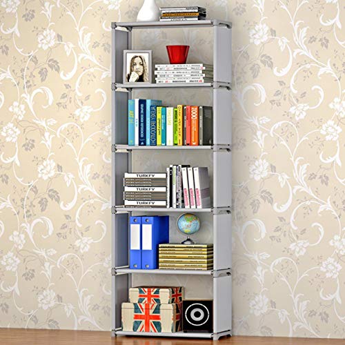 NiceAI Bookshelf Lightweight Slim Modern Bookcase Metal Framework Children's Room Arrangement Toys Office A4 File Books Kitchen Clothing Storage Rack Gray