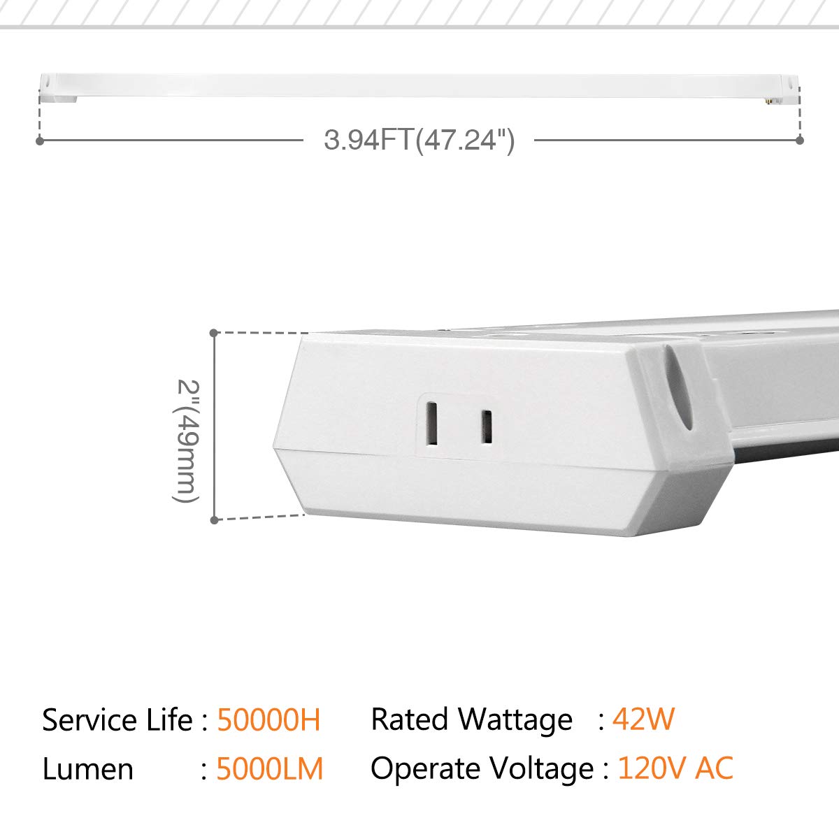 4FT LED Shop Light for Garages, 42W 4800LM 5000K Daylight LED Shop Lights, LED Ceiling Light with Pull Chain (ON/Off), Linear Worklight Fixture with Plug, 10 Pack