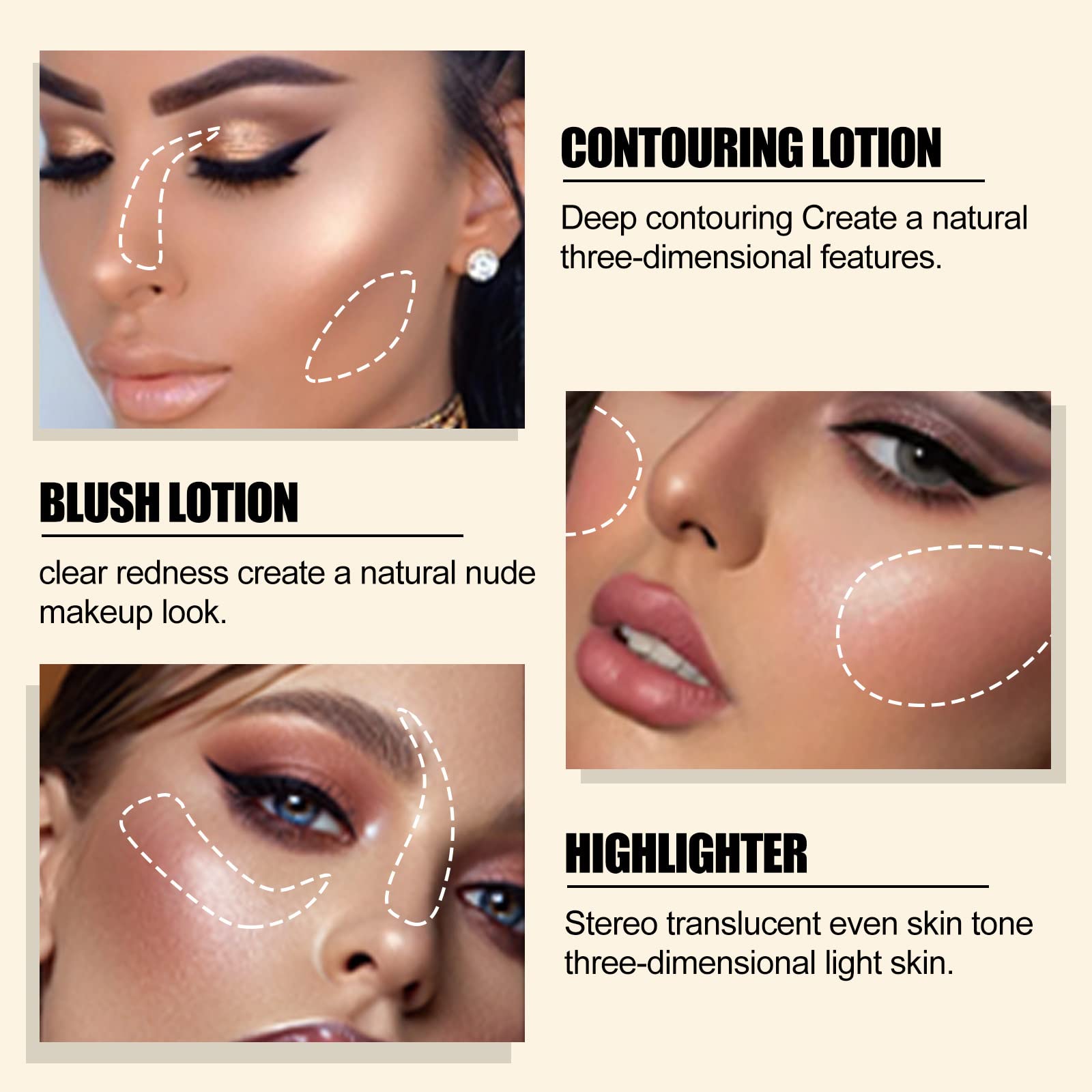 2 Color Contour Blush Beauty Wand, Liquid Face Concealer Pen,With Cushion Applicator Attached Easy to Blend. (01#Contour Grey brown02#Blush Cream Pink)