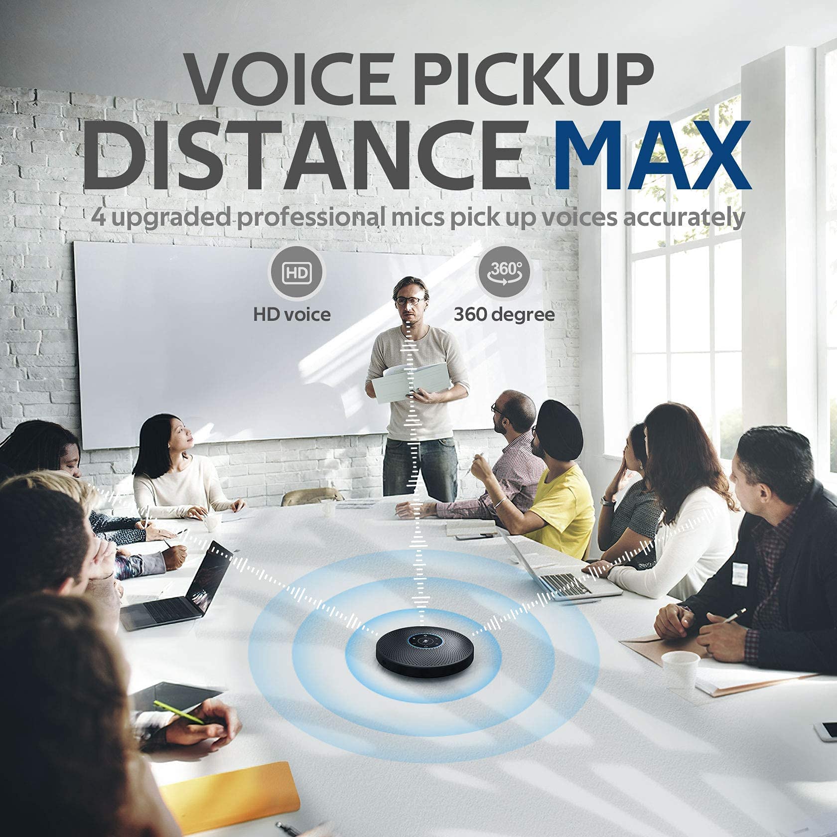 2 Bluetooth Speakerphone - M2 Max Professional Conference Speaker and for Around 20 People Business Conference Calls High Volume Noise Reduction Daisy Chain Dongle Home Office Skype