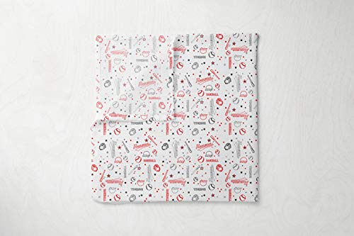 Bacati - 4 Pack Sports Baby Swaddle Blankets Boys Swaddle Wrap Soft Breathable Cotton Muslin Swaddle Blankets Receiving Blanket for Boys, Large 45 x 45 inches (Baseball Red/Grey)