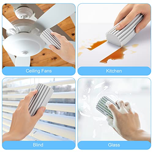 2-Pack Damp Clean Duster Sponge, Magic Cleaning Sponge Baseboard Cleaner Duster Sponge Tool, Dusters for Cleaning Baseboards, Vents, Mirrors, Ceiling Fan & Cobweb, No Dust Flying and Spreadingā¦
