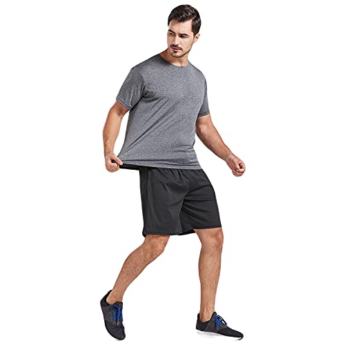 5 Pack Men's Dry Fit T Shirts, Athletic Running Gym Workout Short Sleeve Tee Shirts for Men (Large, Set 3)