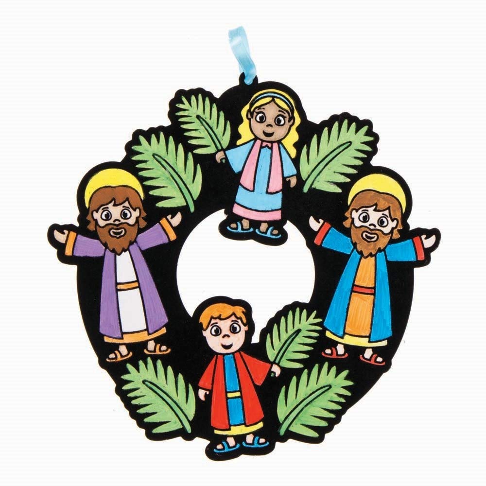 Baker Ross AX792 Holy Week Wreaths - Pack of 10, Kids Fuzzy Art Decorations for Easter and Spring Crafting, Colouring and to Display!