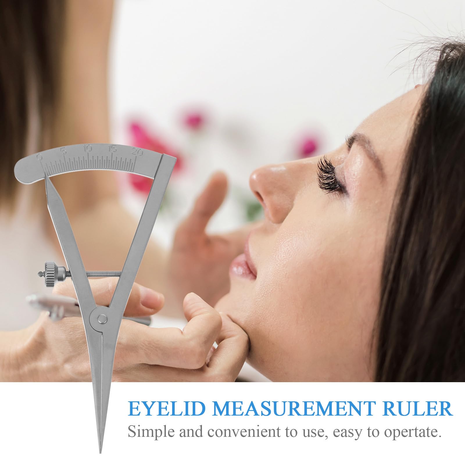 Baluue 2pcs Eye Measuring Instrument Graduated 0 to 20mm Scale Stainless Caliper, Stainless Steel Caliper Graduated Eye Measurement Gauge Eyelid Gauge Designer