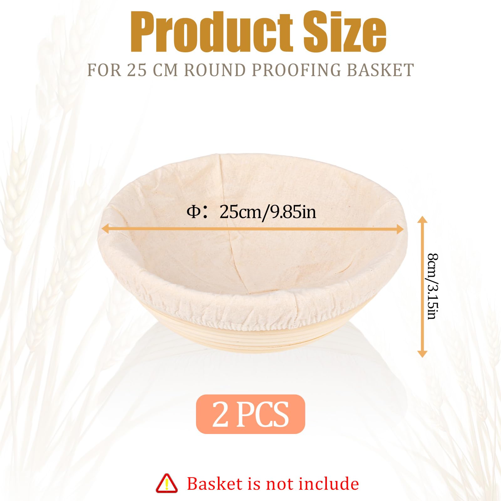 2 Pcs Bread Proofing Basket Cloth Liner Baking Dough Basket Cover Natural Rattan Banneton Proofing Cloth for Bakery Home Baking, about 10 inch