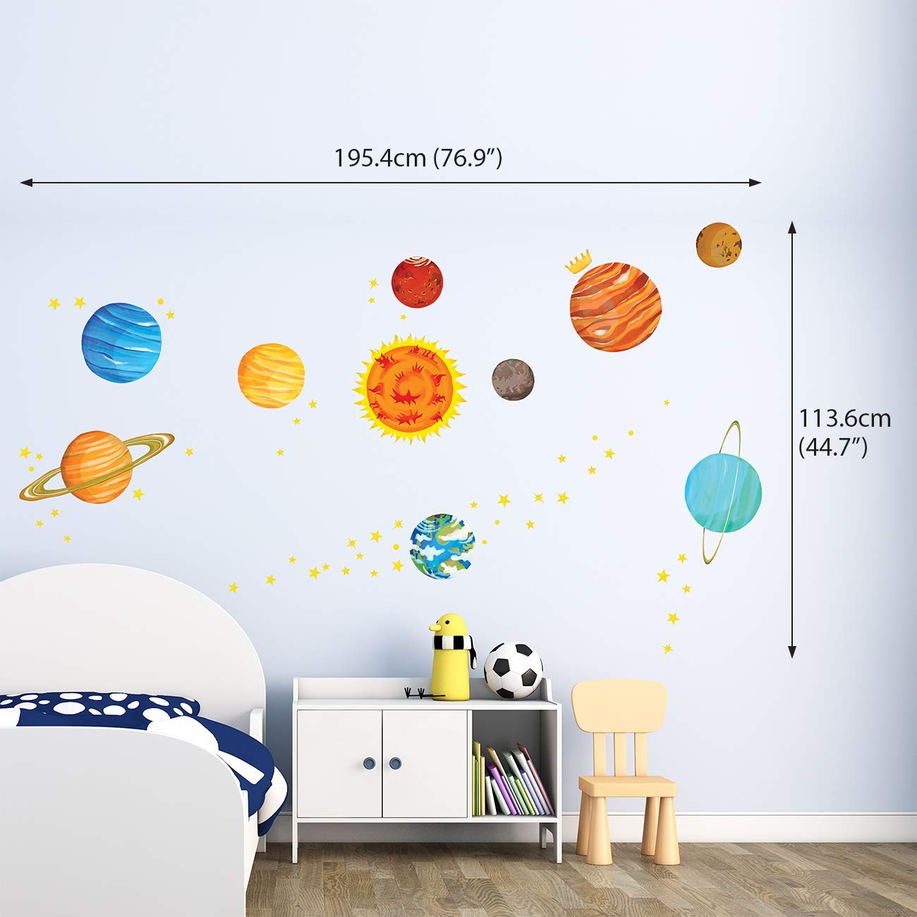 DECOWALL DAT-1501T The Solar System Wall Stickers Wall Decals Peel and Stick Removable Wall Stickers for Kids Nursery Bedroom Living Room