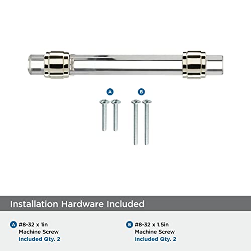 Amerock | Cabinet Pull | Clear/Polished Nickel | 3-3/4 inch (96 mm) Center to Center | Glacio | 1 Pack | Drawer Pull | Drawer Handle | Cabinet Hardware