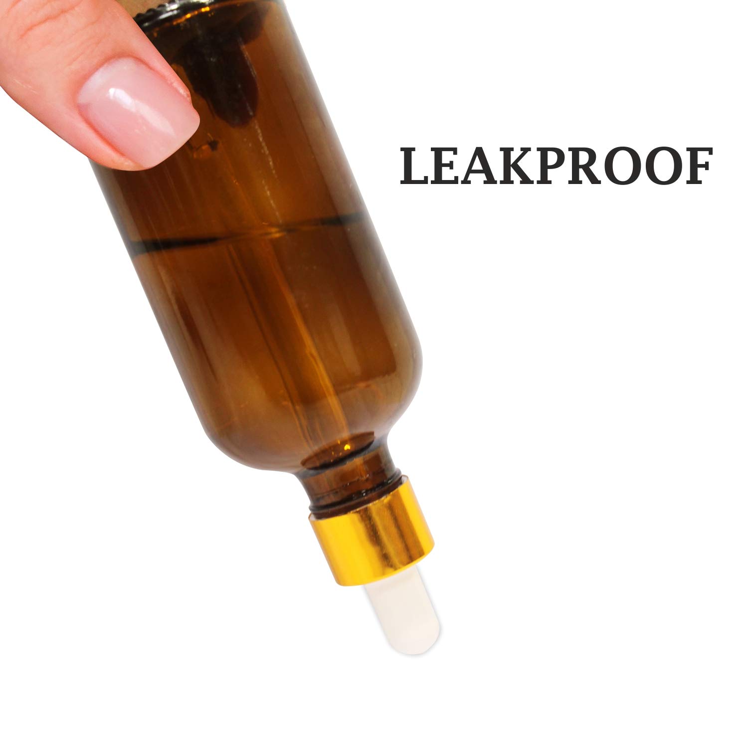 SHOPRYTHM Glass Amber bottle with golden dropper & Funnel (2 Pack, 1.69 Oz each)