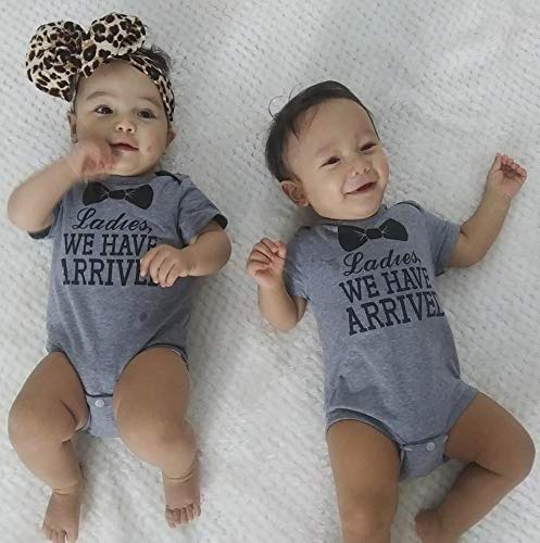 bakjuno Newbron Gentleman Rompers Baby Boy Bodysuits Cute Twins Romper (Gray02, 0-3 Months)