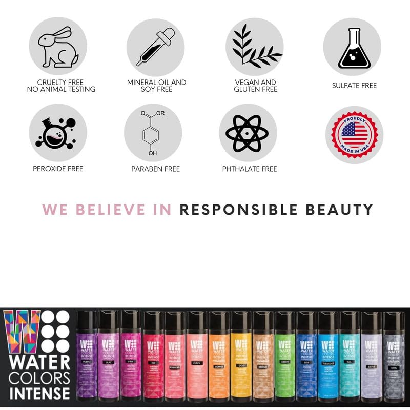 Watercolors INTENSE METALLIC Semi Permanet Color Depositing Shampoo-Sulfate & Paraben Free to Maintain & Enhance Hair Color 8 fl oz - SILVER (2 Count)
