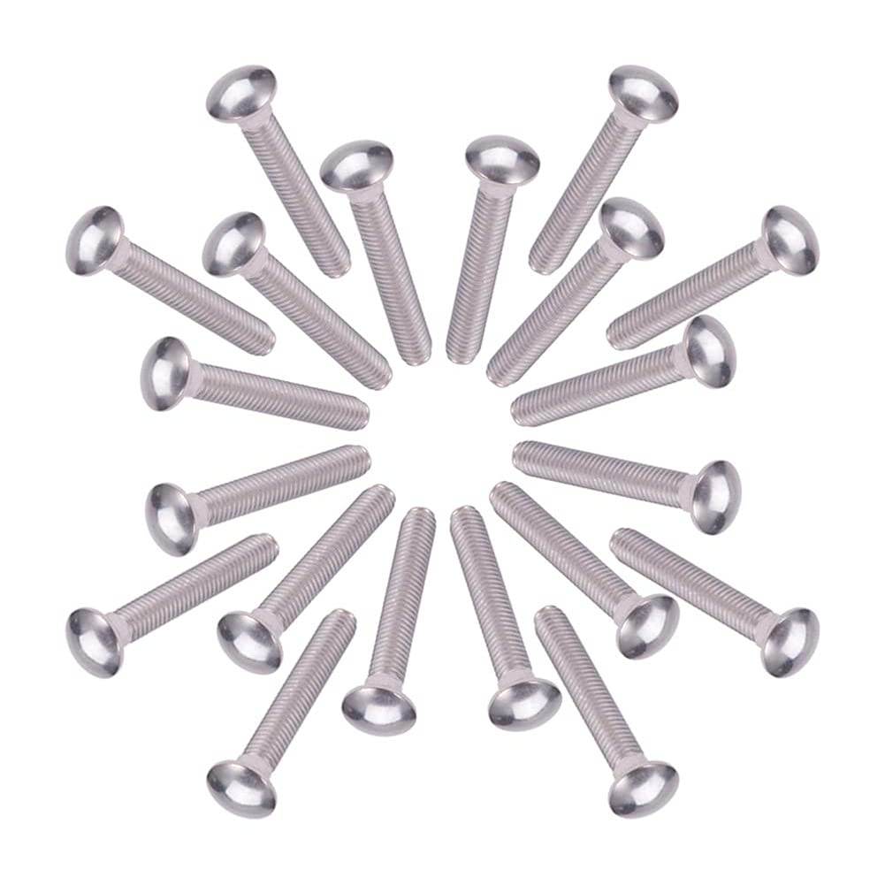 Yinpecly 30Pcs Carriage Bolts M6×40mm Round Head Square Neck Bolt Fasteners 304 Stainless Steel 1mm Pitch Silver Tone
