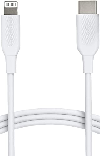 Amazon Basics USB-C to Lightning ABS Charger Cable, MFi Certified Charger for Apple iPhone 14 13 12 11 X Xs Pro, Pro Max, Plus, iPad, 3 Foot, White
