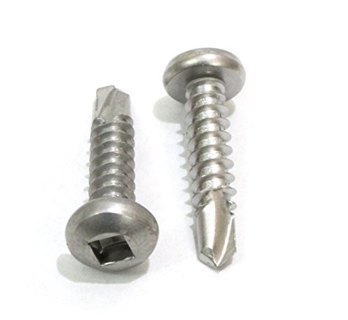 Bolt Dropper 8 x 3/4" Stainless Pan Head Square Drive Sheet Metal Self Tapping Drilling Screws, (100pc) 410 SS, Corrosion Resistant Choose Size and Qty,.