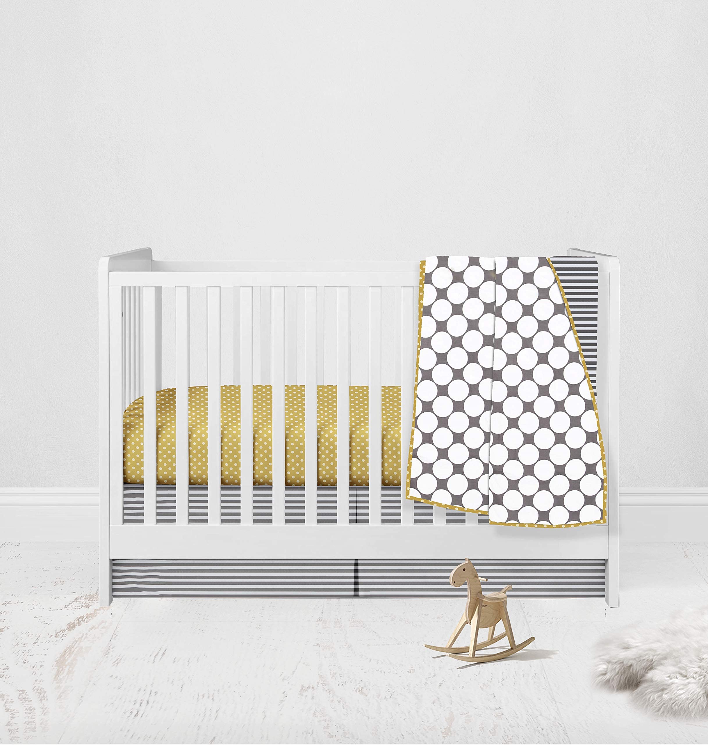 Bacati - Yellow Pin Dots Crib Fitted Sheet