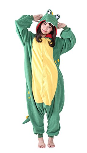 Animal Onesie Cosplay Costume Adult Hallooween Pajamas (S, Green Crorodile)