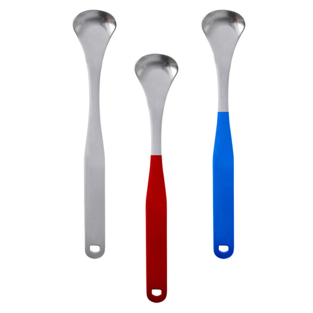 Healifty Adults Tongue Scraper 3pcs Metal Tongue Scraping Cleaner Tongue Spoon Scraper for Home Travel Reduce Bad Breath Oral Tongue Beauty Tools Tongue Clean Accessories