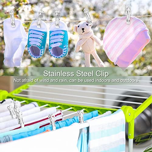 40PCS Stainless Steel Clothes Pins - Beach Towel Clips to Keep Your Towels, Clothes, Blanket from Blowing Away or Sliding Down, Heavy Duty Metal Clips for Greenhouse Netting