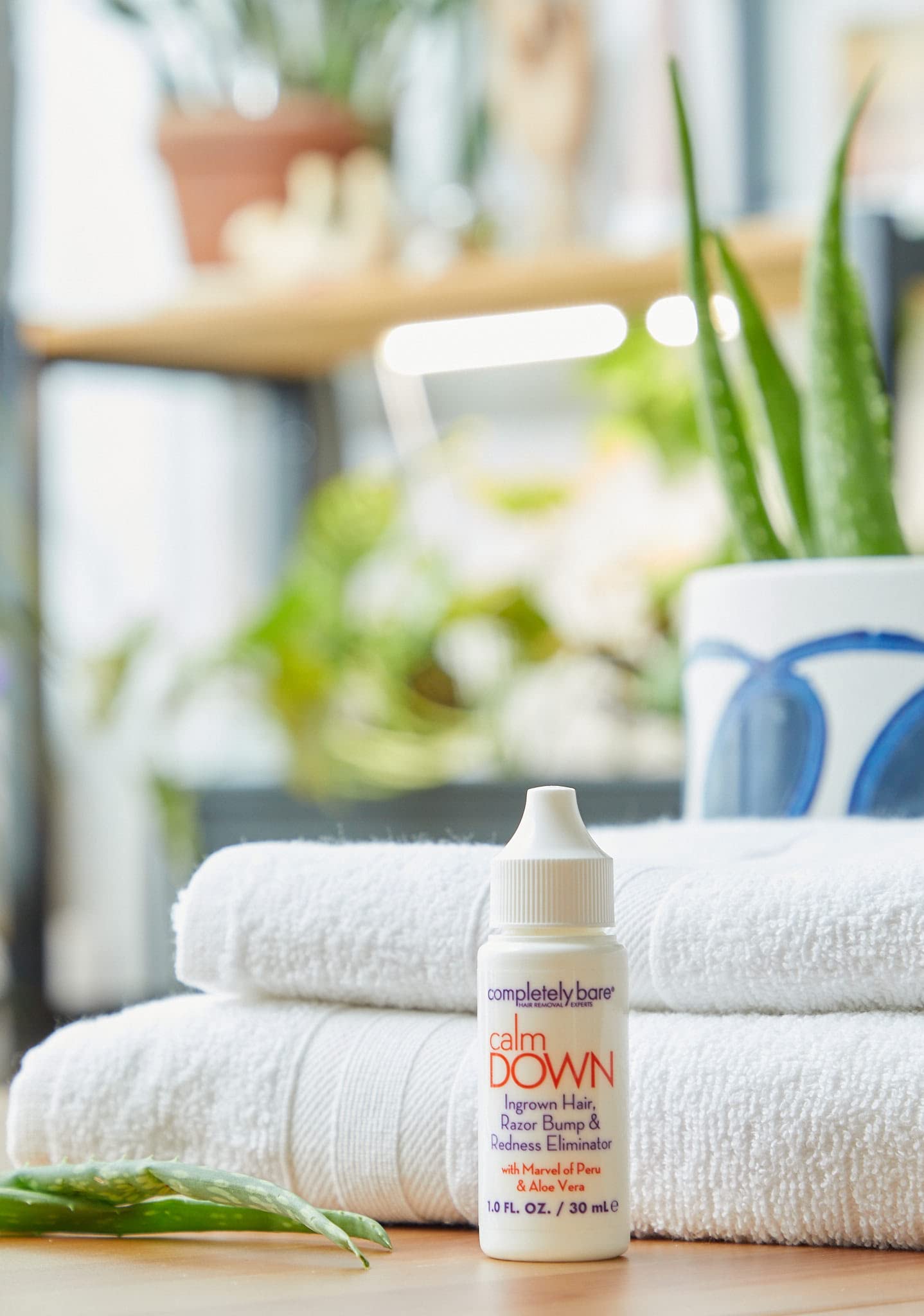 completely bare calm DOWN Ingrown Hair, Razor Bump & Redness Eliminator - Exfoliating AHAs & BHAs