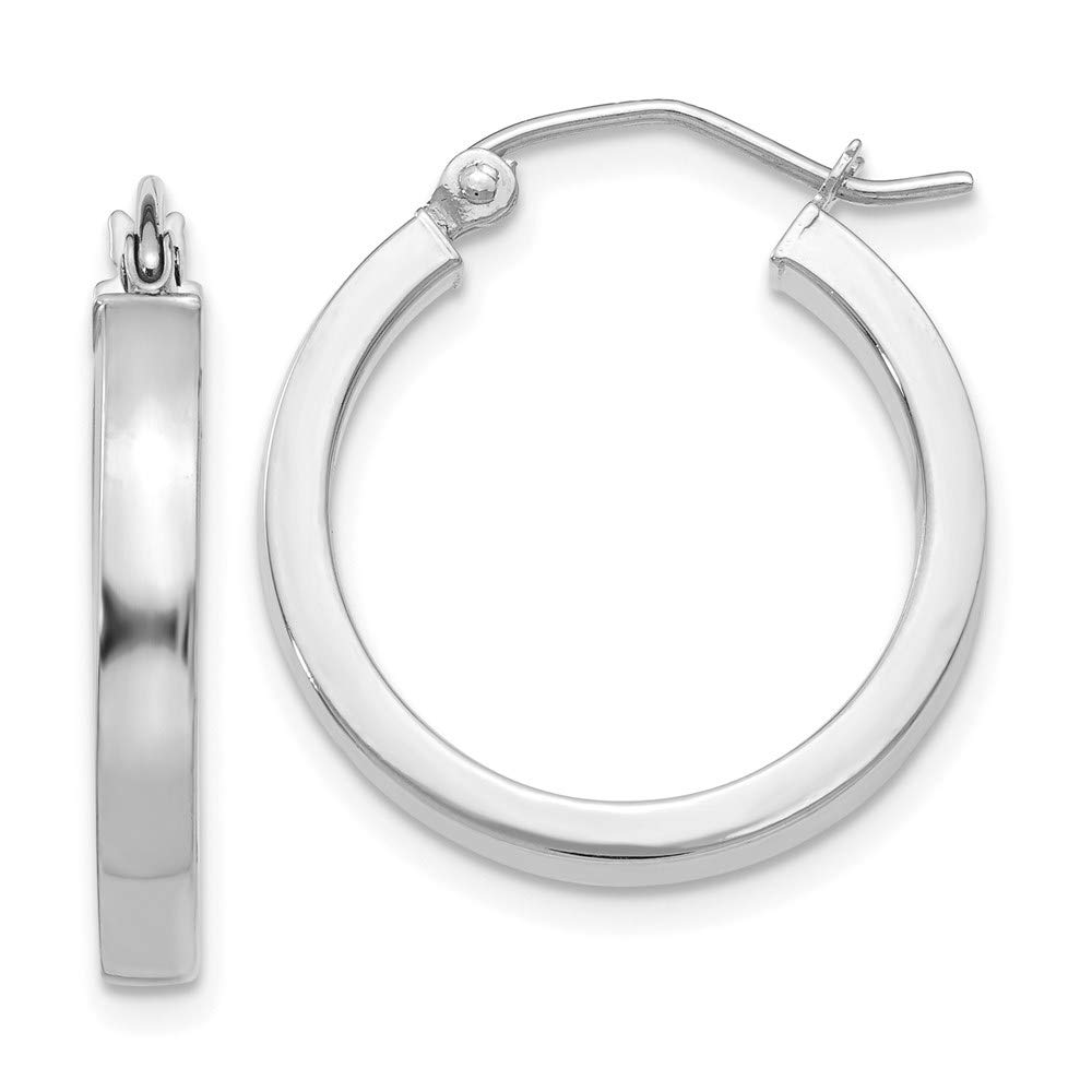 14k White Gold 2x3mm Rectangle Tube Hoop 20mm 2.9mm style T1043