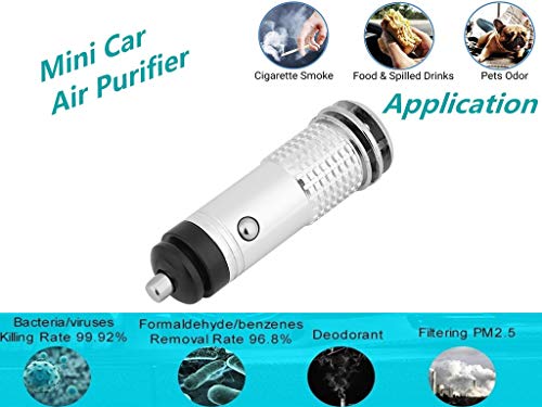 Mini Car Air Purifier, Professional Air Cleaner Negative Lon Purifier with Fast Air Purifer and Powerful Motor for Vehicle, Office, Househeld, Travel