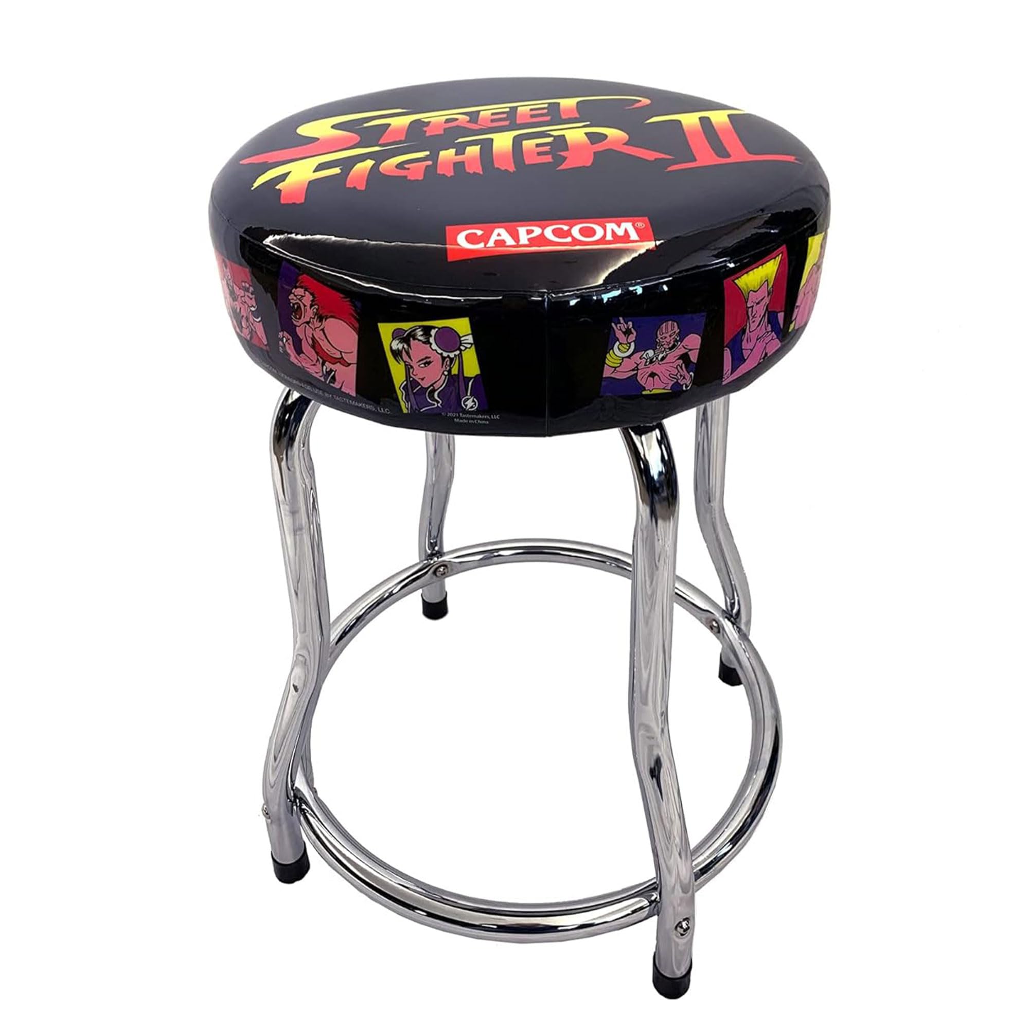 Arcade1Up Adjustable Padded Arcade Game Stool, Steel Frame, Midway Legacy, 21.5" to 29.5"