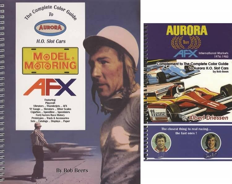 2 BOOK SET: Complete Color Guide to Aurora HO Slot Cars (Spiral bound) by Bob Beers AND Aurora AFX International Markets 1974-1983 by Albert Driessen