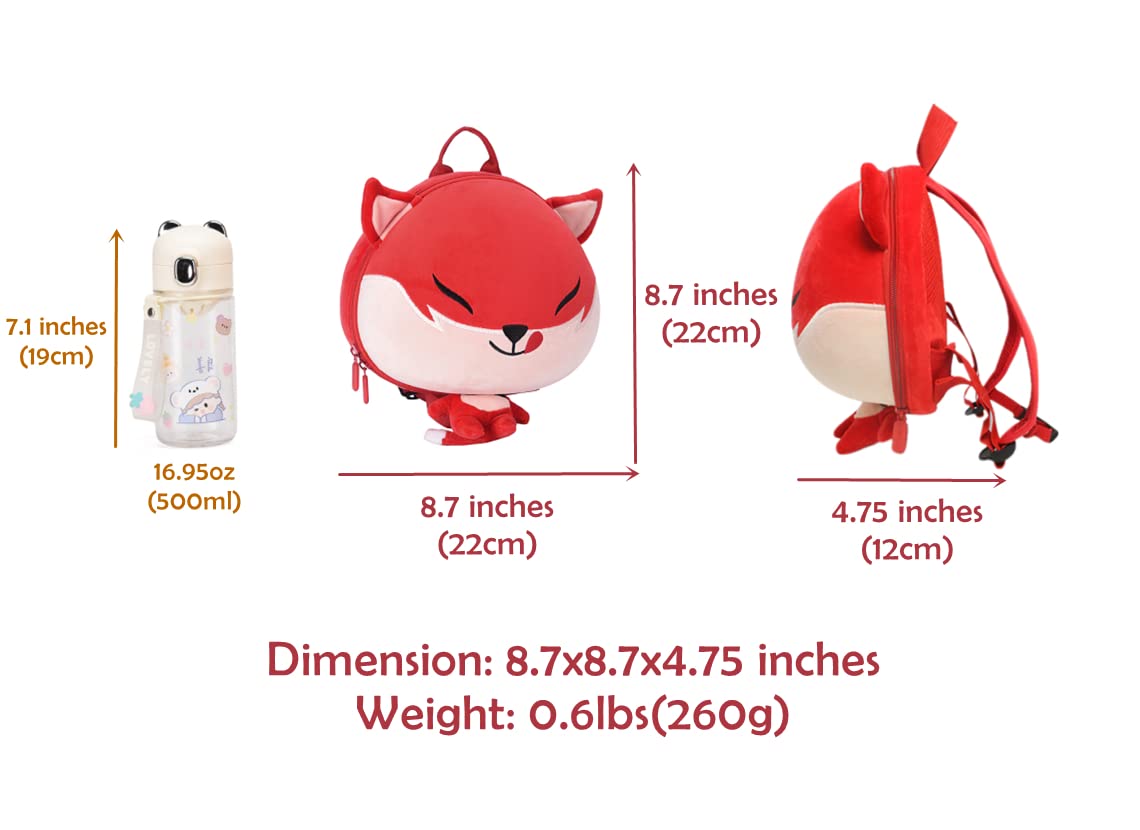 Kids happy Animal Backpack Leash for Toddlers,Baby Harness Backpack for Kids,Child Backpack Walking Leash,Plush Backpack Harness,Cute Backpack Leash,Toddler Tether Backpack (Fox)