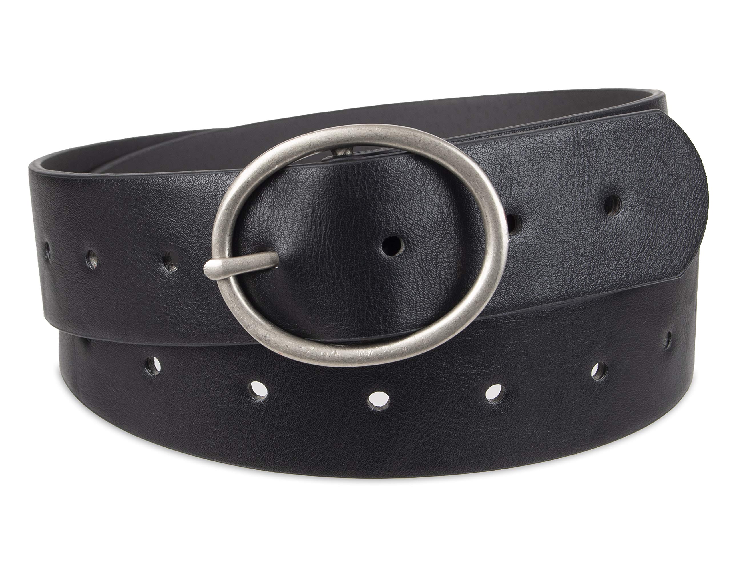 Amazon Essentials Women's Fully Adjustable Belt with Round Buckle (Available in Plus Size), Brown Casual, Medium
