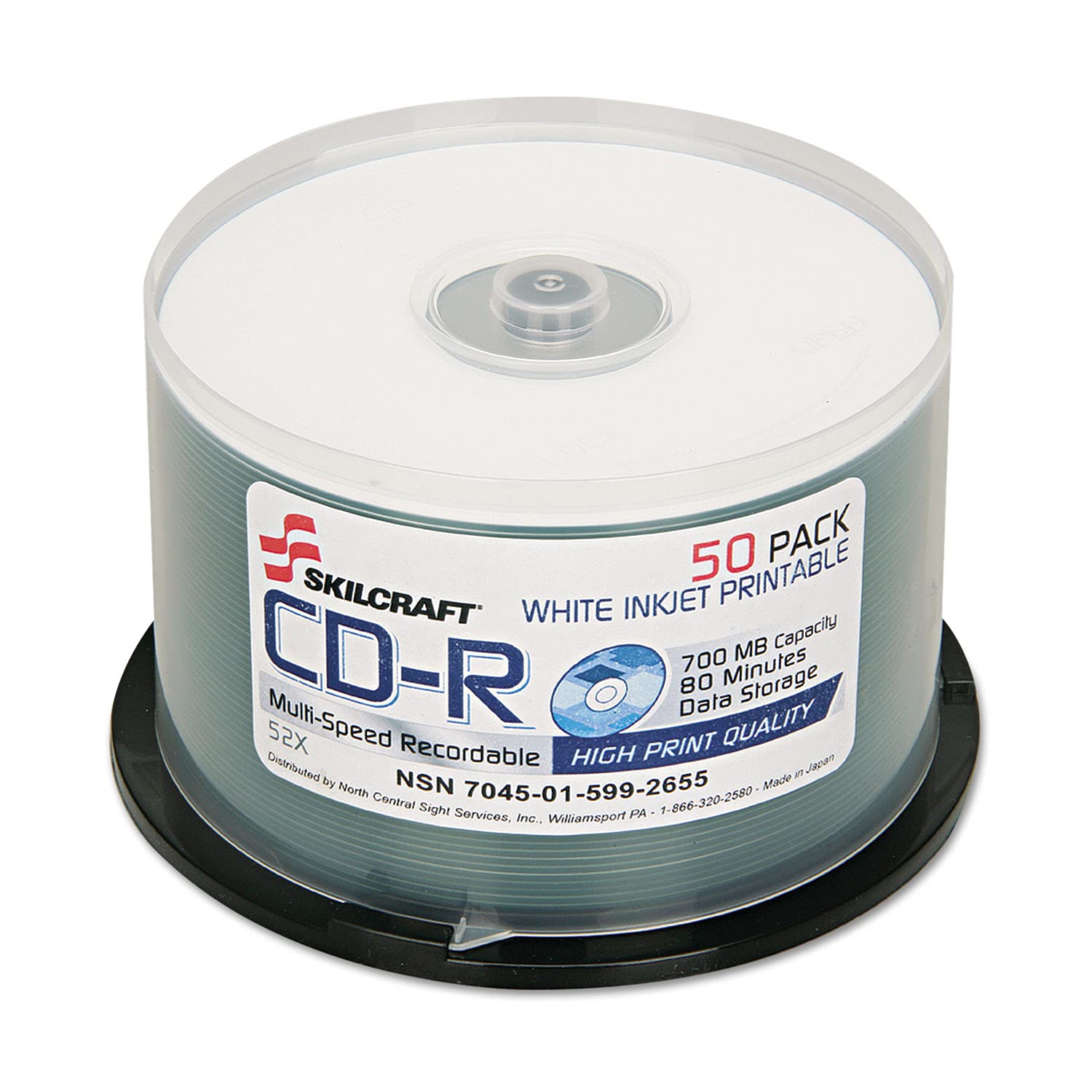 AbilityOne® - NSN5992655 - Inkjet Printable Compact Disc - Recordable