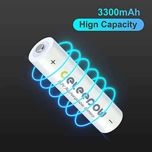 Deleepow Rechargeable AA Batteries Nimh 3300mAh 1.2V Batteries Double A Rechargeable High Capacity 1200 Cycles Pack of 8