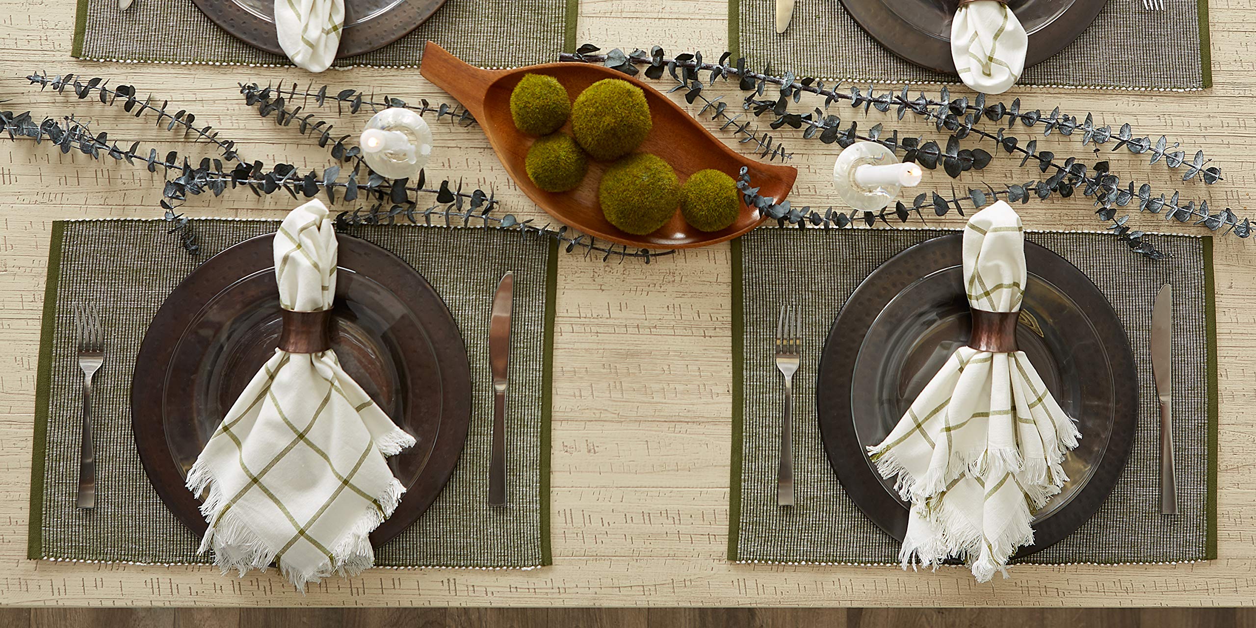 DII Two-Toned Collection Tabletop, Placemat Set, Sage, 6 Piece