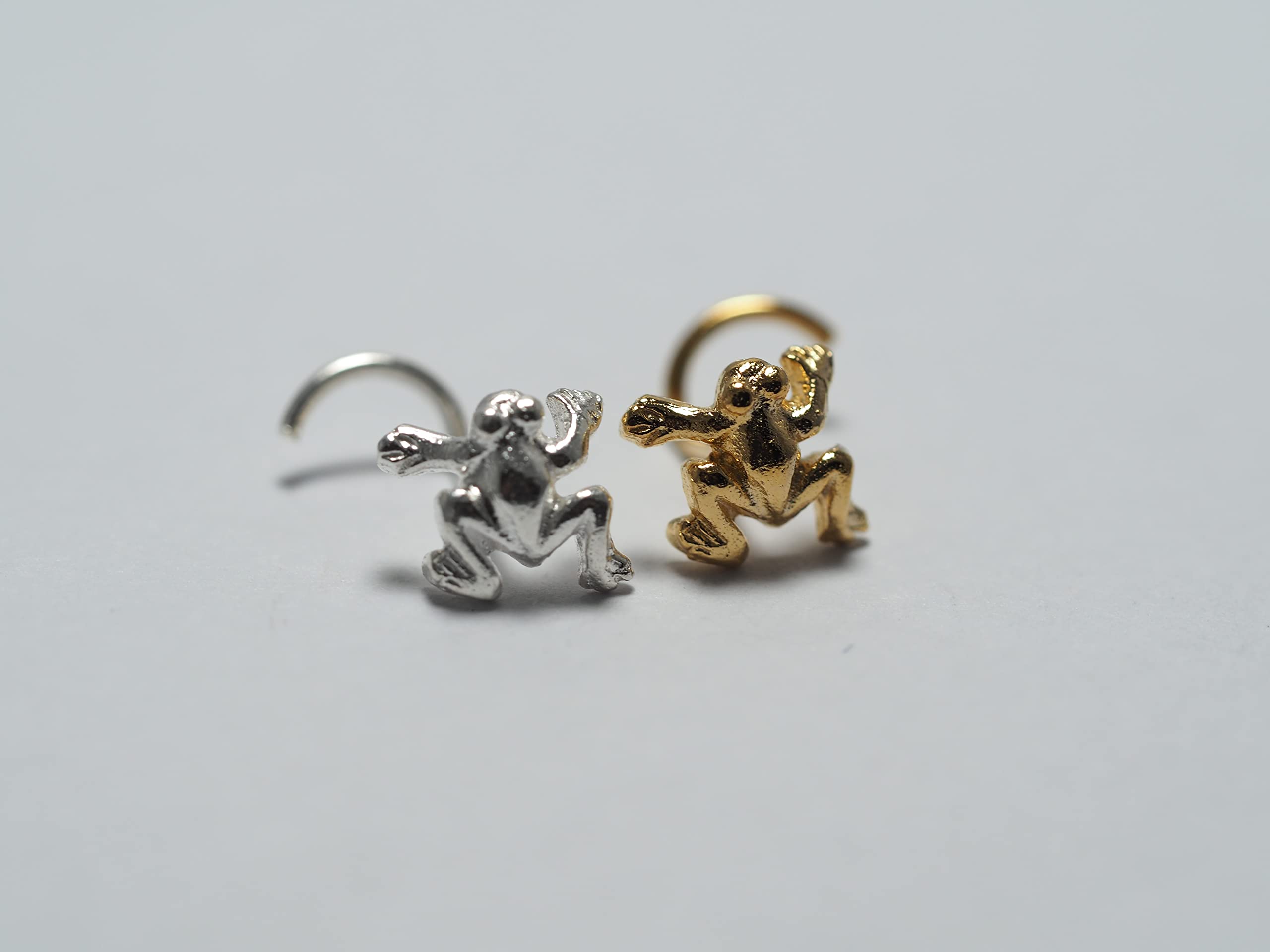 18, 20 Gauge sterling silver Frog Earring, nose stud/Jewelry Nose Stud, Silver Nose ring, Nose Piercing, Body Jewelry (18 gauge/silver L bend)