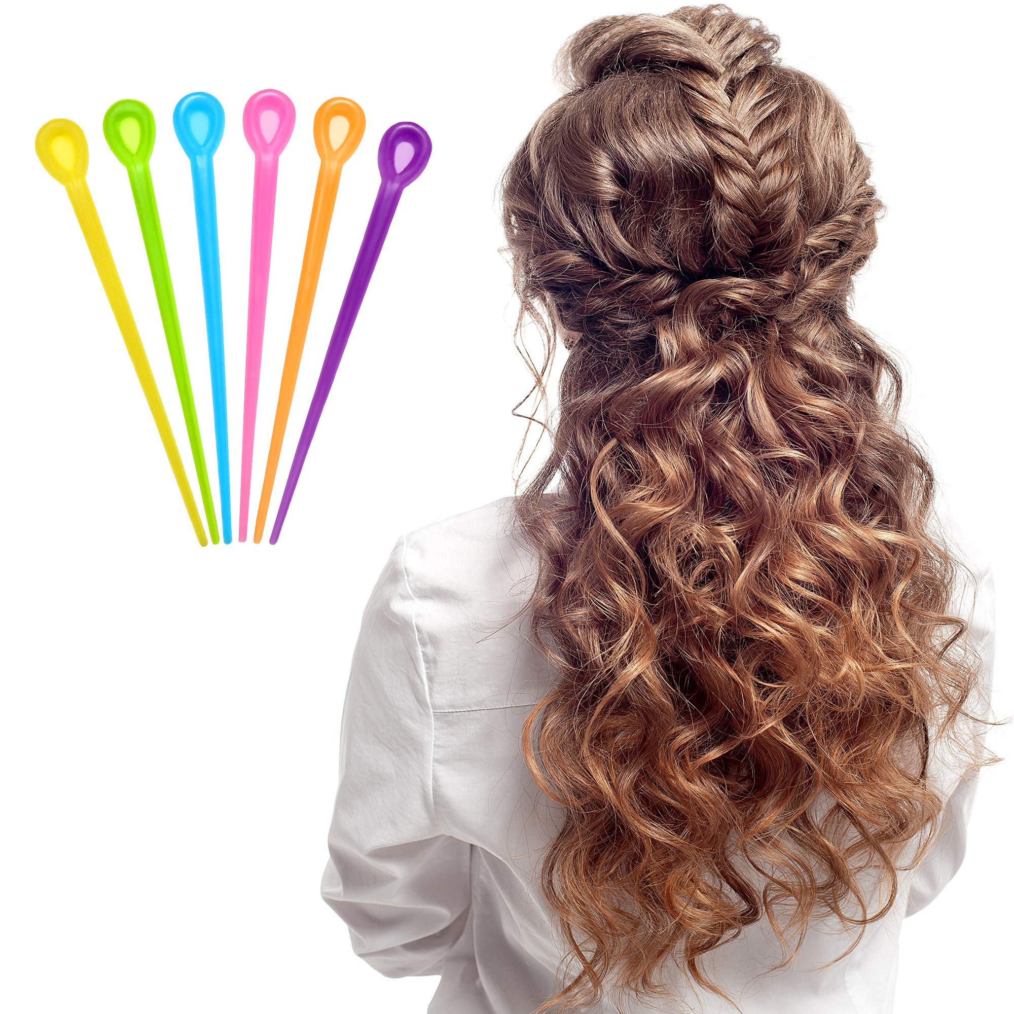 180 Pieces Brush Roller Pick Plastic Roller Pick Hair Curler Roller Pin for Hair Curling Styling Accessories for Christmas Valentine's Day Present (Rose Red, Green, Yellow, Blue, Orange and Purple)