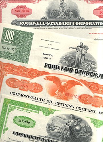 AMAZON SPECIAL!! 50 DIFFERENT RARE ORIGINAL VINTAGE US STOCK CERTIFICATES @ 50c!!! MANY BIG NAMES! LOWEST PRICE on EARTH!! BUY 2 LOTS GET 100 DIFFERENT with REDUCED SHIPPING!!!