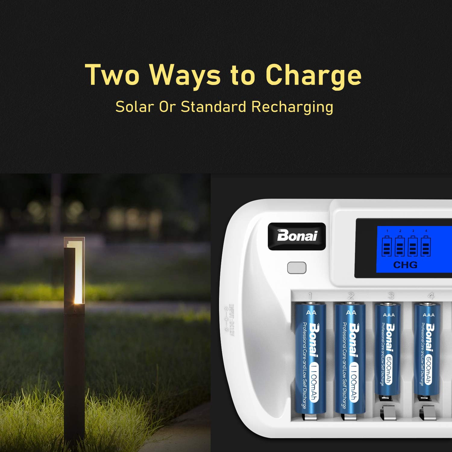 BONAI Solar AAA Rechargeable Batteries 1.2V 600mAh_20 Packs_ Triple AAA NiMH Battery Solar Batteries for Solar Garden Lights for Solar Lights, Garden Lights, Solar Lamp Anti-Leak (AAA 20 Pack)…