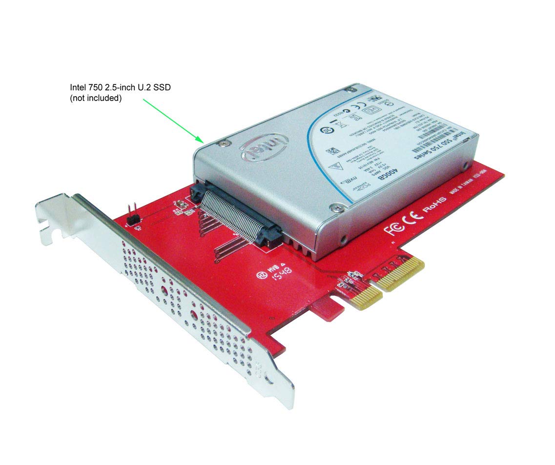 Ableconn PEXU2-132 NVMe 2.5-inch U.2 (SFF-8639) SSD PCIe 4.0 x4 Carrier Adapter Card - for 2.5-inch U.2 NVMe SSD - U.2 to PCIe - PCIe Adapter for U.2 Drive