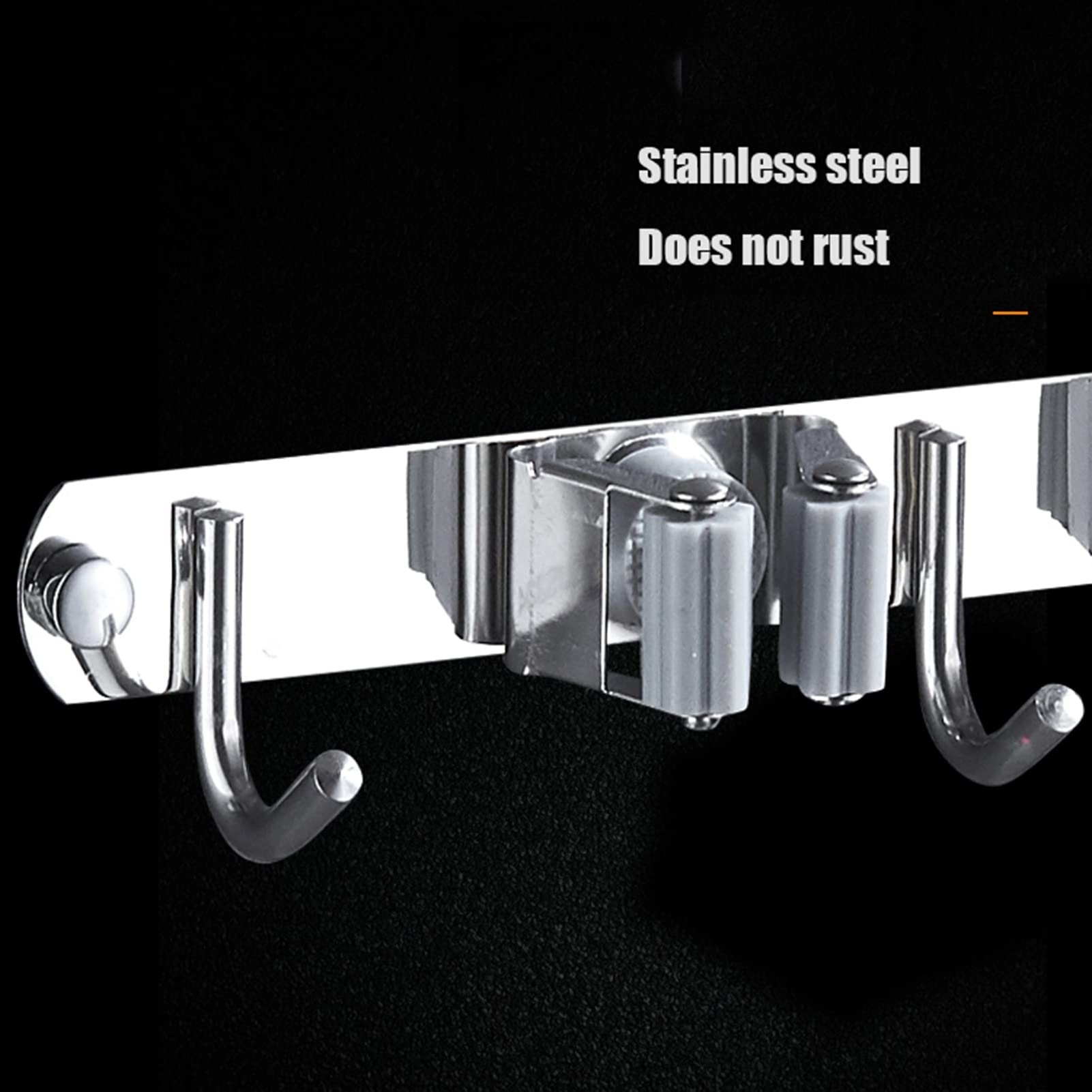 CTVR Wall Mounted Mop Stand, Self Adhesive Broom Holder, Stainless Steel Garden Tool Organizer, Mop Rack, for Bathroom Kitchen, Garage, Laundry