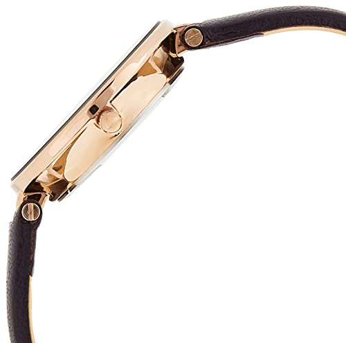 Anne Klein Women's AK/3272RGPL Premium Crystal Accented Rose Gold-Tone and Dark Plum Leather Strap Watch