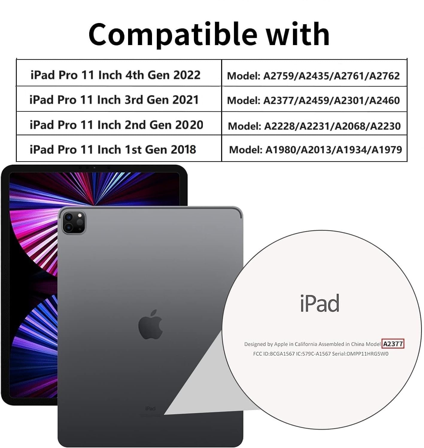 ProCase Cover for iPad Pro 11 Inch Case 2022/2021/2020/2018, Slim Stand Hard Back Shell Smart Cover for iPad Pro 11 4th Generation 2022 / 3rd Gen 2021/ 2nd Gen 2020 / 1st Gen 2018 -Black