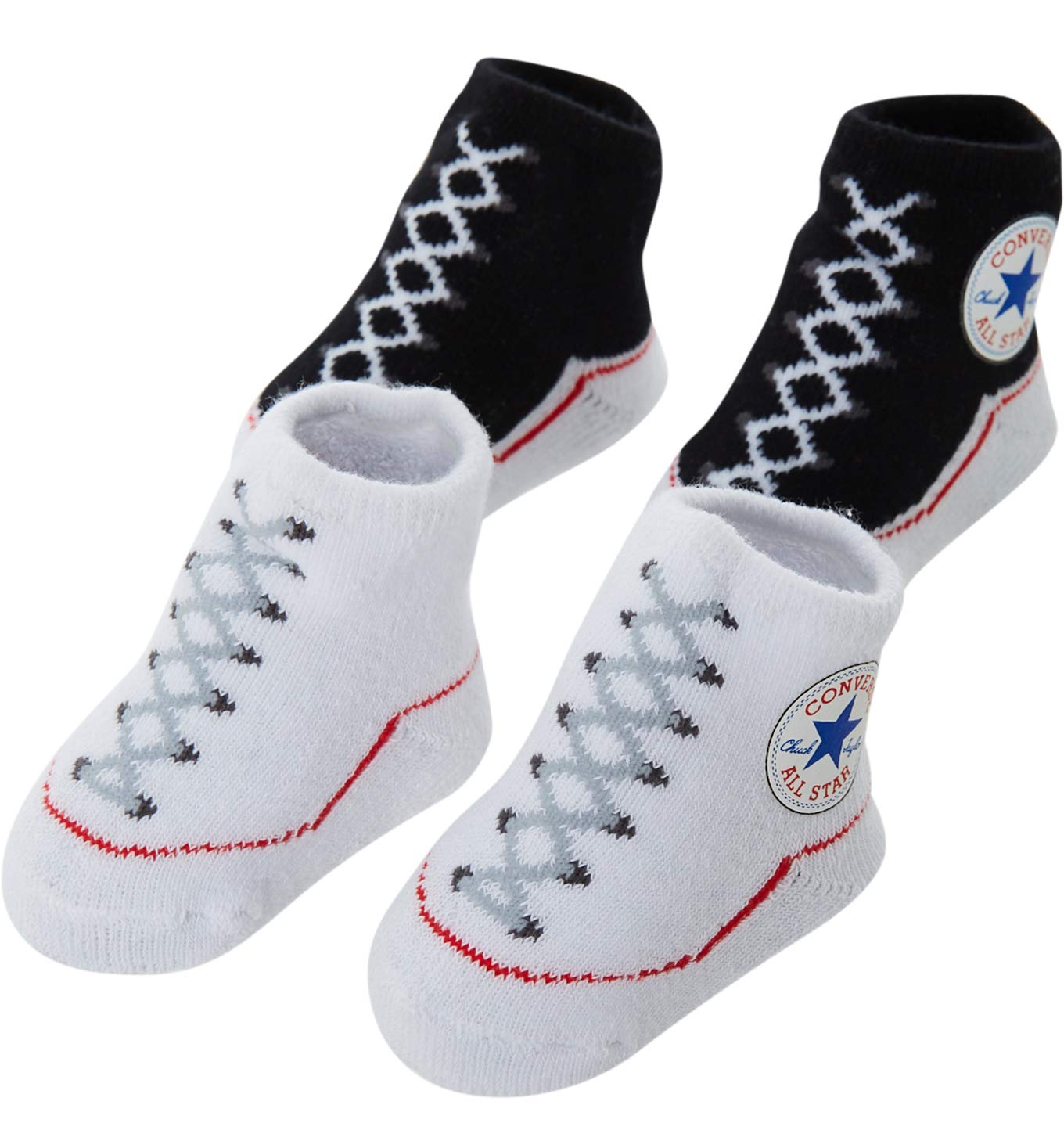 Converse Infant Baby Booties 2 Pack (Black(LC0001-001)/White, 0-6 Months)