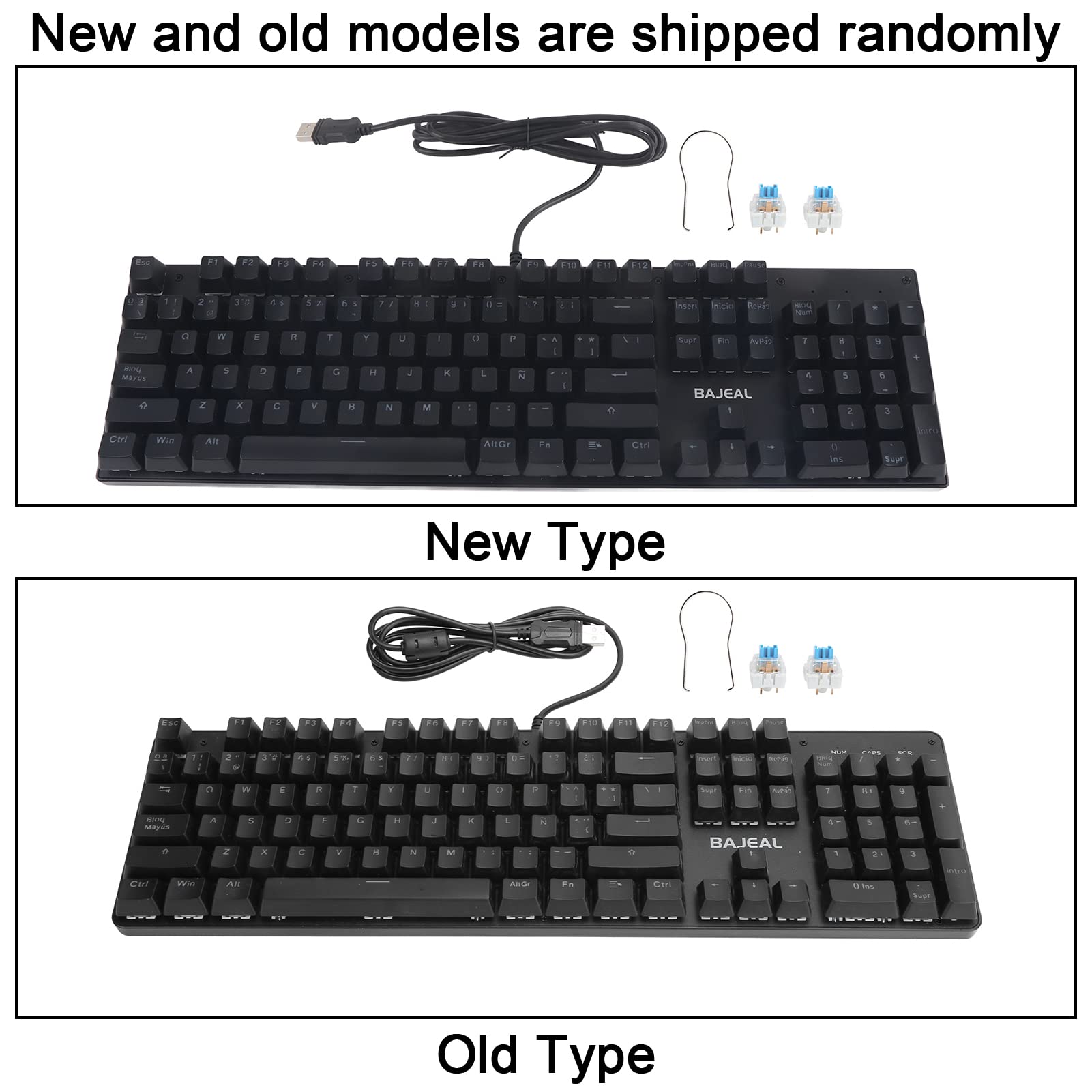 eboxer-1 Gaming Keyboard, USB Wired Keyboard with RGB Rainbow Backlit, 104 Keys Spanish Keyboard with Ñ and Blue Switch, Mechanical Keyboard for Desktop Notebook