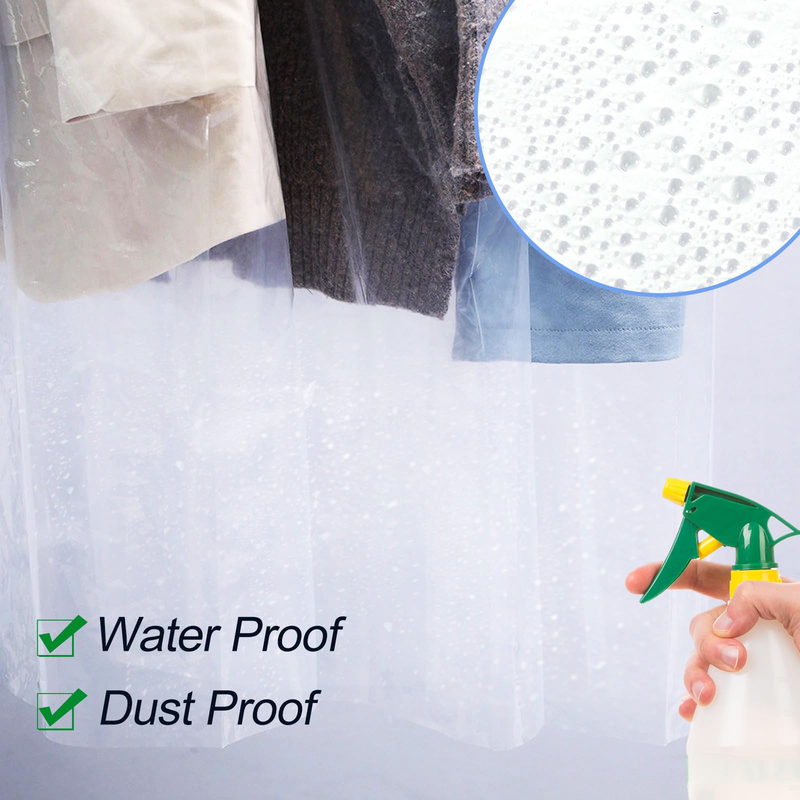 25 Pack Dry Cleaning Bags for Clothes, 60x120 cm Dry Cleaner Bags Plastic Clear, Dust-proof Plastic Garment Bags for Hanging Clothes, Home Storage, Travel, Moving